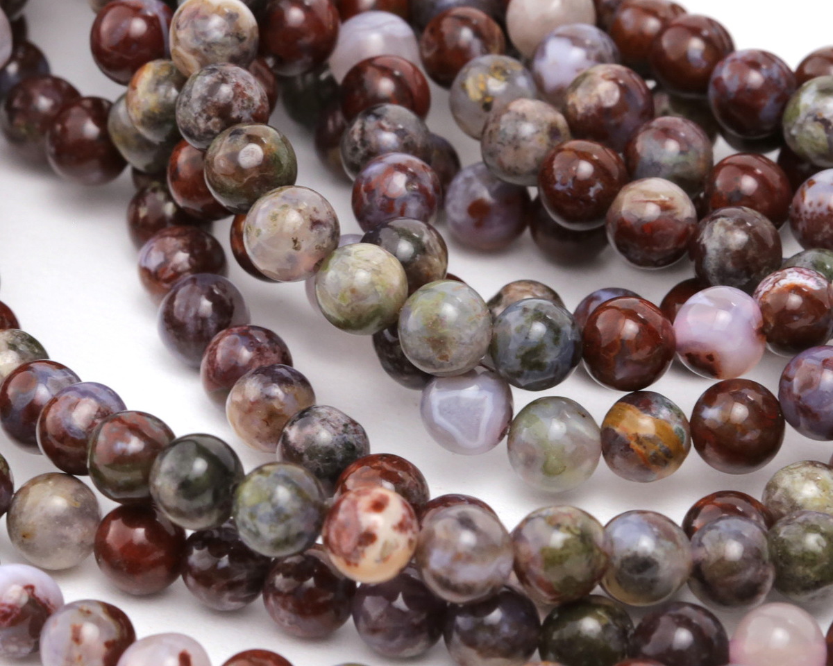 Red Lightning Agate Round 6mm - Lima Beads