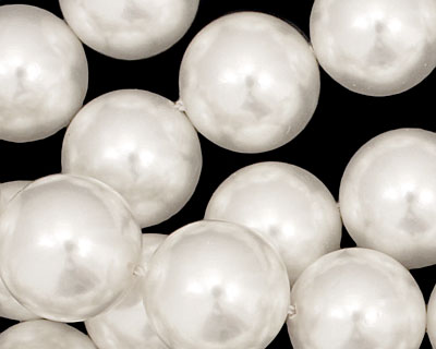 Pearly White Shell Pearl Round 14mm - Lima Beads